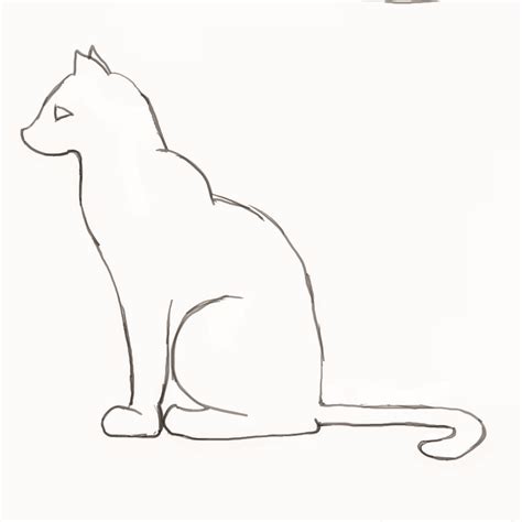 Cat Sitting Down Outline