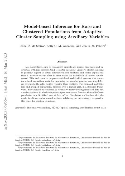 Pdf Model Based Inference For Rare And Clustered Populations From Adaptive Cluster Sampling