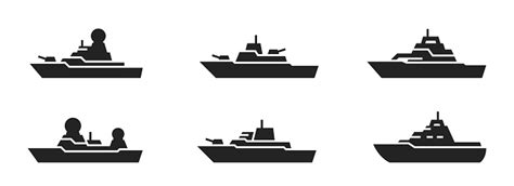 군함 아이콘 세트입니다 군함 및 해군 함정 격리된 벡터 이미지 감시에 대한 스톡 벡터 아트 및 기타 이미지 감시 곤색