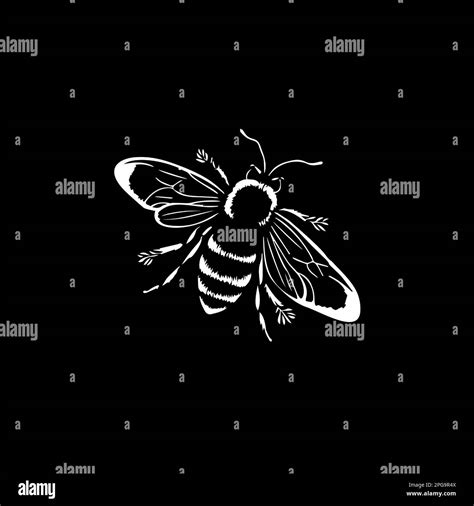 Minimalistic Honeybee Logo Template White Icon Of Bee Silhouette On