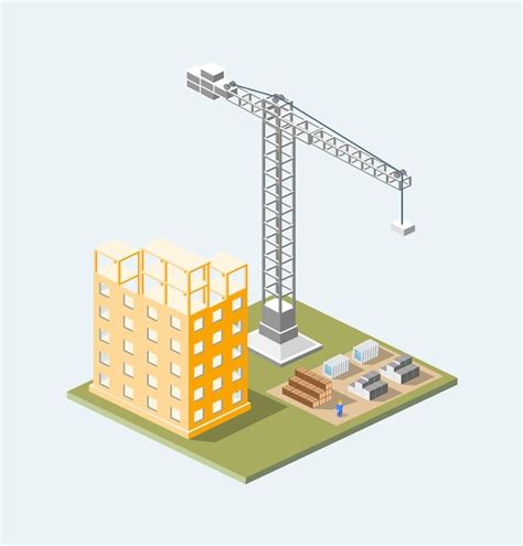 Isometria de construção industrial Vetor Premium
