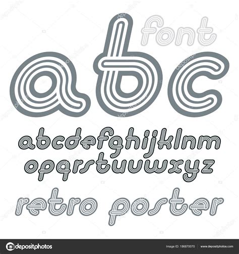 Vector Retro Lowercase English Alphabet Letters Abc Collection Cool