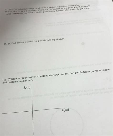 Solved 17 15 The U X 4x A 5 Potential Energy