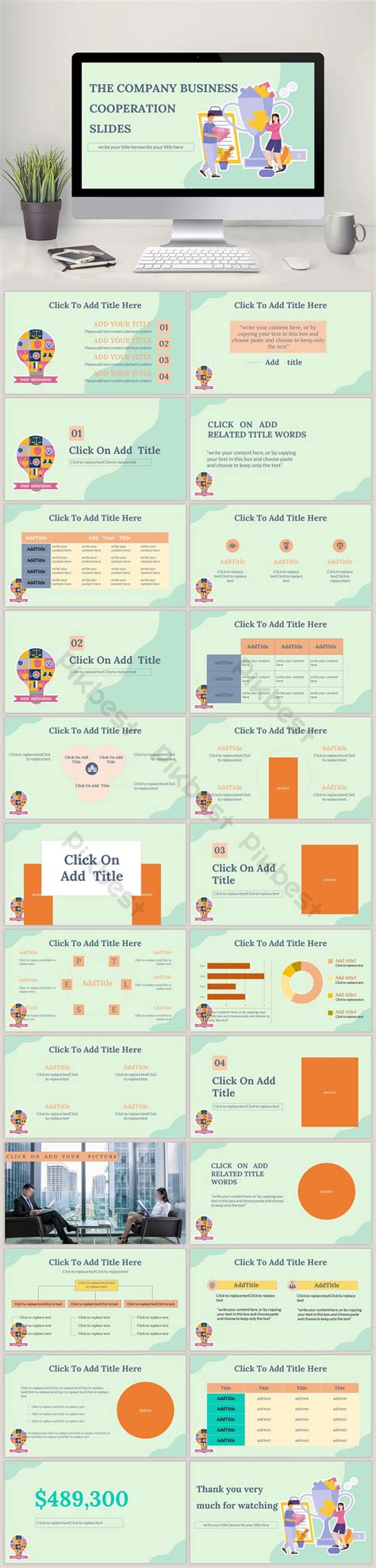 Blue Company Cooperation Presentation Slides Powerpoint Pptx Template