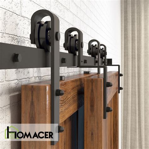 Homacer 90 In Rustic Black Indoor J Strap Double Bypass Barn Door