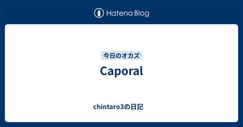 Caporal Chintaro3の日記
