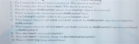 solved 1 the counter class doesu t have a constrictor why