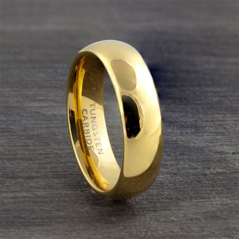 6mm Tungsten Gold Wedding Ring Mens And Womens Band