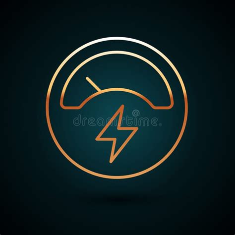 Gold Line Ampere Meter Multimeter Voltmeter Icon Isolated On Dark Blue Background Instruments