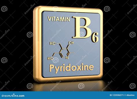 Vitamin B6 Pyridoxine Icon Chemical Formula Molecular Structure 3d