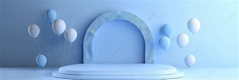 중앙에 풍선과 아치가 있는 3d 파란색 배경 파란색 배경 풍선 배경 일러스트 및 사진 무료 다운로드 Pngtree