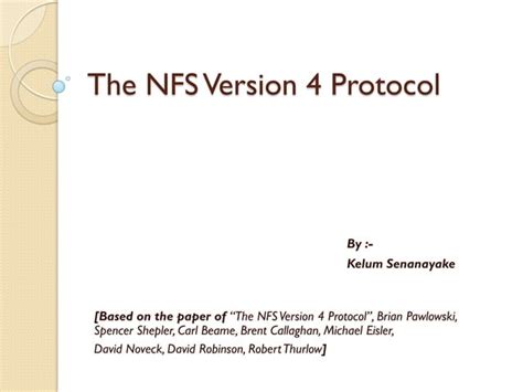 The NFS Version Protocol PPT