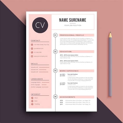 Premium Vector Feminine Color Resume CV Template