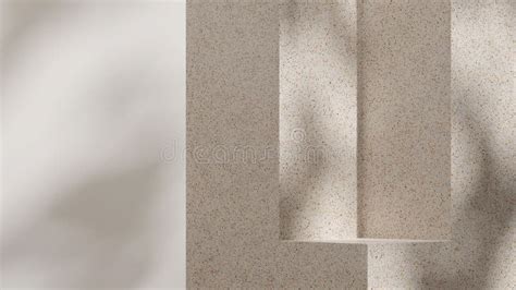 Beautiful Minimalistic Designed Background Of Beige Color Walls Stock