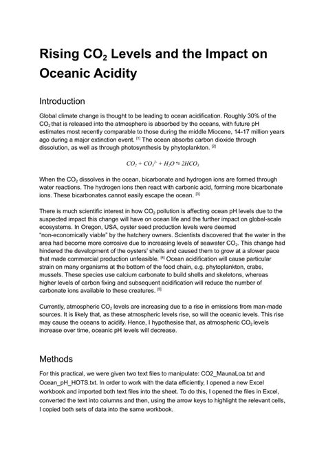 Rising Co2 Levels And The Impact On Oceanic Acidity Easc08023