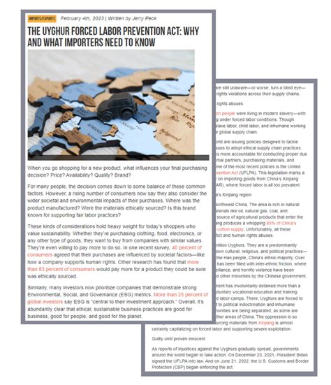 Qad Global Trade Mag The Uyghur Forced Labor Prevention Act Dpr Group