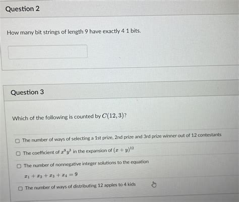 Solved How Many Bit Strings Of Length 9 Have Exactly 41