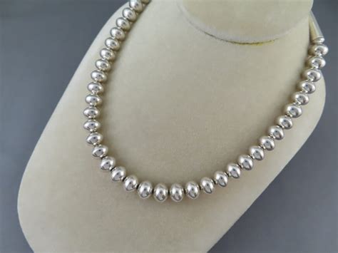 Artie Yellowhorse Sterling Silver Navajo Pearls Bead Necklace