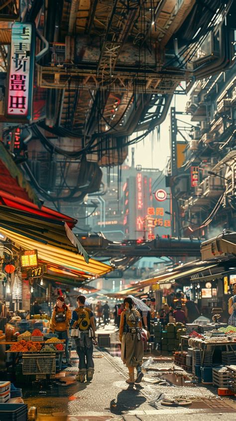 Cyberpunk Food And Product Stalls