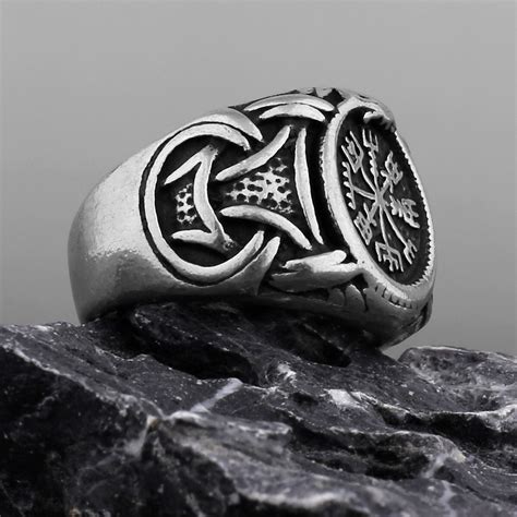 Viking Compass Ring Nordic Rune Totem Hawkins Metal Craft