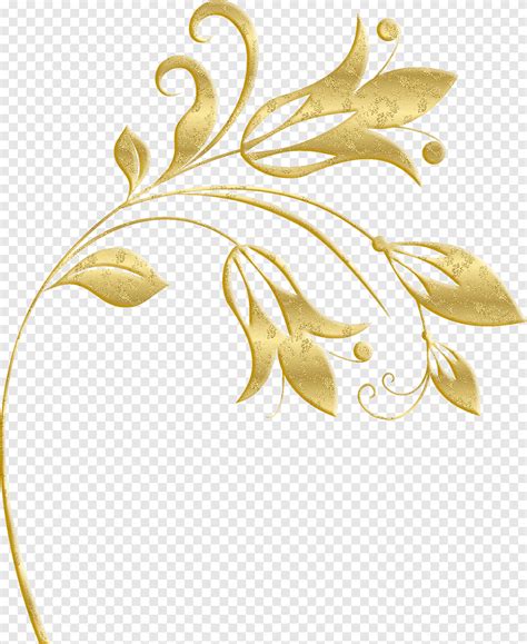 ภาพประกอบดอกไม้สีน้ำตาลสเคปลวดลายของพืชสีทอง ชายแดน เส้นขอบ Png Pngegg