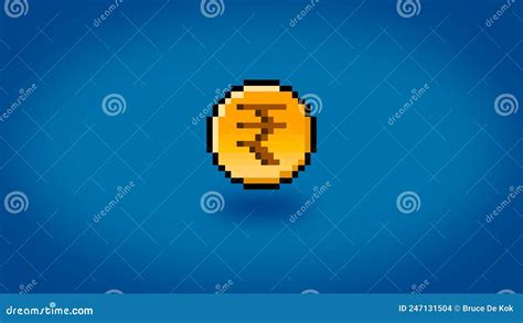 Pixel Rupee Coin From Gaming Block Background High Res 8 Bit