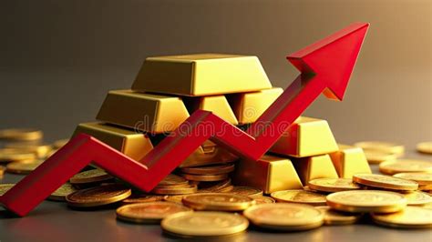 Gold Bar Chart With Red Arrow Stock Illustration Illustration Of