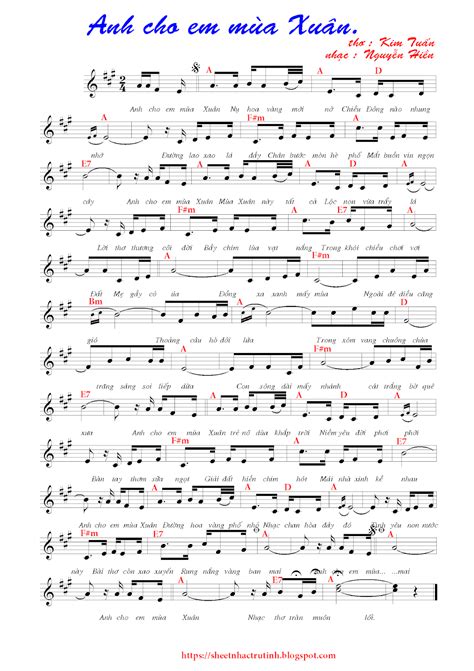 Anh Cho Em Mùa Xuân Sheet Nhạc Piano