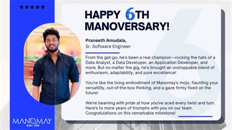 Celebrating Six Years Of Hard Work With Praneeth Amudala Manomay