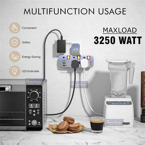 SUNSTAR Multiple T Adaptor Socket Way Way Adaport With A USB Type C Port Multiple Extension