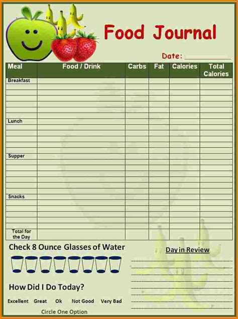 Free Printable Food Log Templates Printable