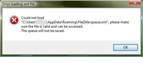 Error Loading Queue Xml Filezilla