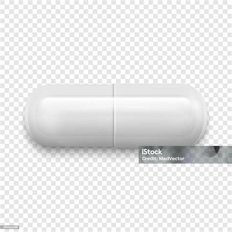 벡터 현실적인 3d 의료 흰색 알 약 아이콘 투명도 격자 배경에 고립 그래픽 디자인 템플릿입니다 상위 뷰 약품 캡슐에 대한 스톡