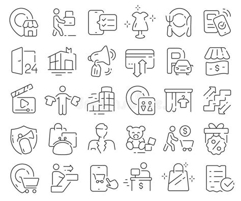 Shopping Mall Line Icons Collection Thin Outline Icons Pack Stock Vector Illustration Of