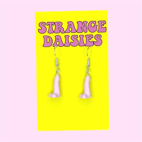 Mini Dildo Earrings Pink Tiny D Penis Novelty Joke Toy Funny Hens Night Bachelorette Party Cock