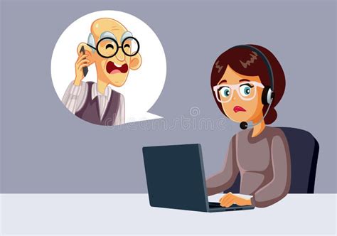 Call Center Operator Talking To A Senior Customer Vector Cartoon Stock