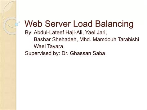 Web Server Load Balancing Ppt