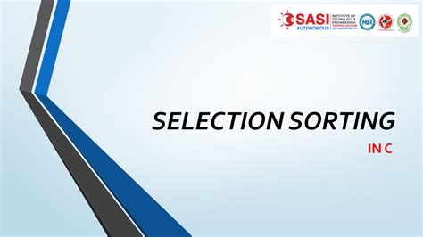 Selection Sorting Technique Using C Youtube