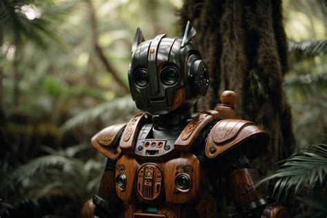 Premium Photo Robot In The Forest Artificial Intelligence