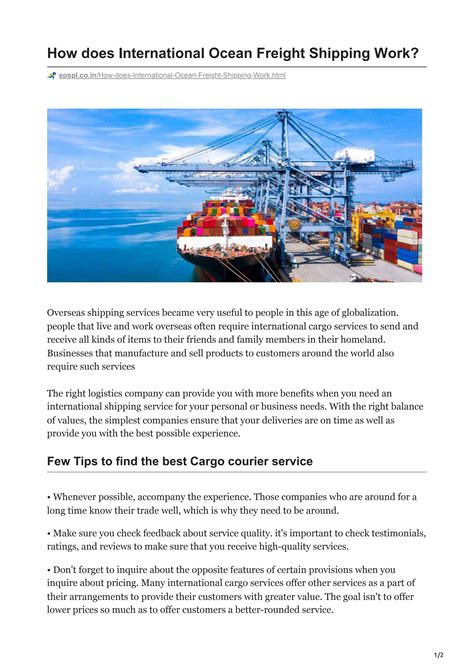 How Does International Ocean Freight Shipping Work By Epscurrier Issuu
