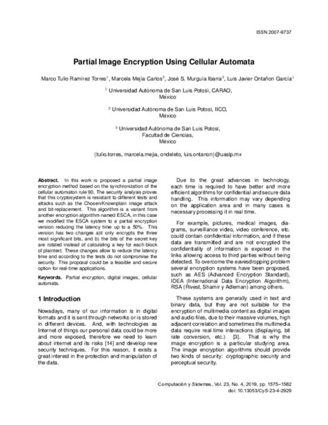 pdf partial image encryption using cellular automata tulio jesus chirolla torres