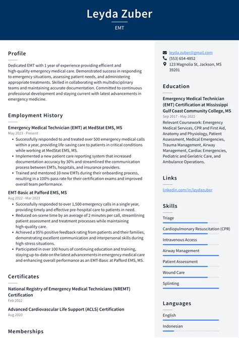12 Emt Skills Definition And Examples Resumecat