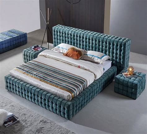 Jvmoebel Bett Luxuriöses Türkis Schlafzimmer Bett Designer Doppelbett