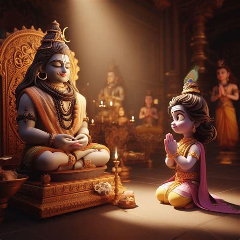 Lord Krishna Praying To Lord Shiva R Aiart