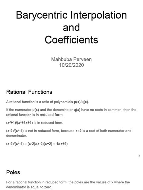 Bary Centric Interpolation And Coefficients Pdf Interpolation