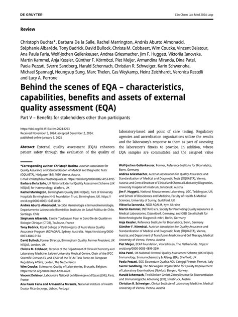 Pdf Behind The Scenes Of Eqa Characteristics Capabilities Benefits And Assets Of External