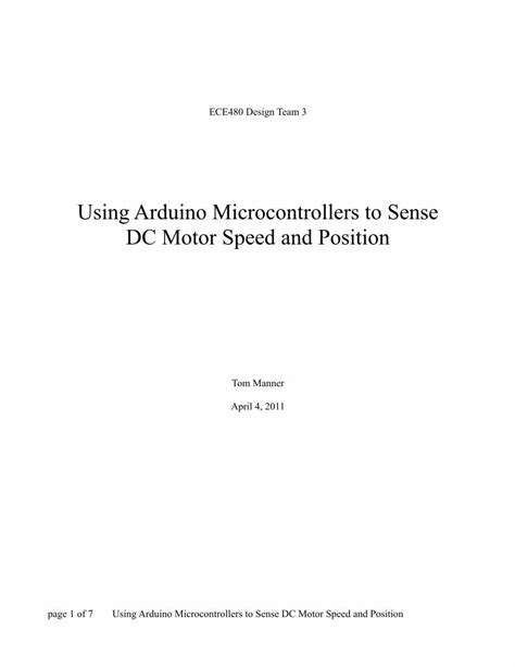 Pdf Using Arduino Microcontrollers To Sense Dc Motor Speed · Pdf