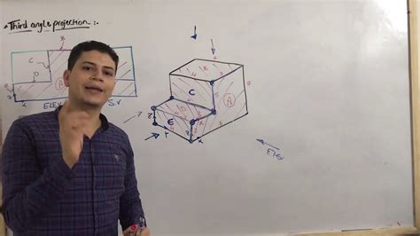 First Angle Projection Part 2 الاسقاط العمودى الجزء الثانى رسم