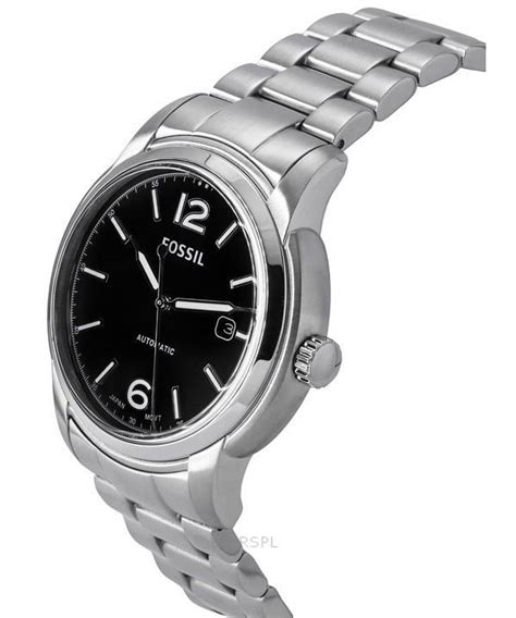 Fossil Heritage Stainless Steel Black Dial Automatic Me3223 Unisex