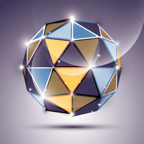 Abstract 3d Gleam Sphere With Geometric Glossy Orb Created From Stock